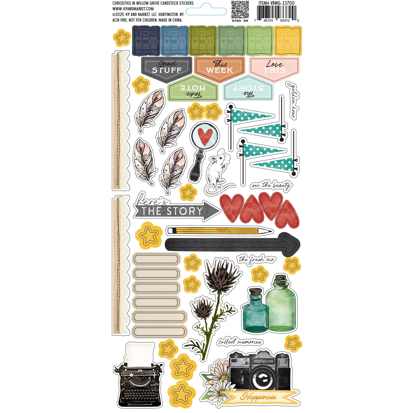 49 And Market - Curiosities In Willow Grove Cardstock Stickers | All ...